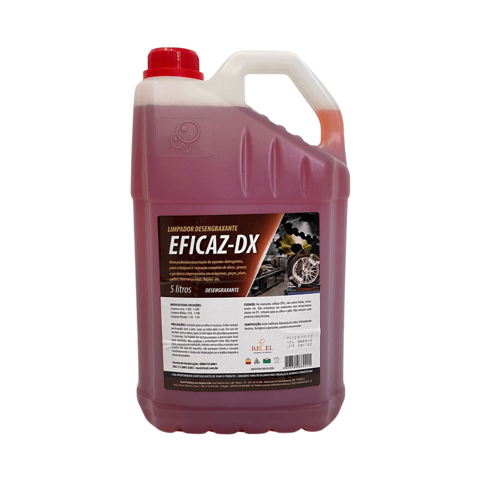 Limpador e Desengraxante Alcalino concentrado Eficaz-DX 5L Riccel - Indicado para limpeza e ...