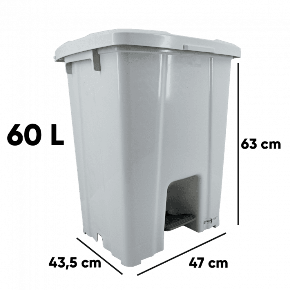 Lixeira 60L Quadrada com Pedal Branco JSN P60B