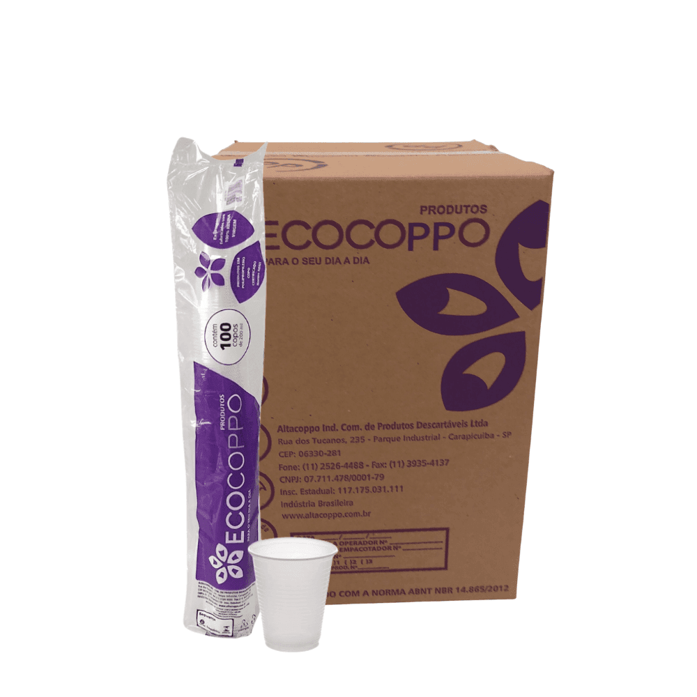 Copo Descartável Branco PP ABNT2012 Ecocoppo 200ml 2.500 unidades