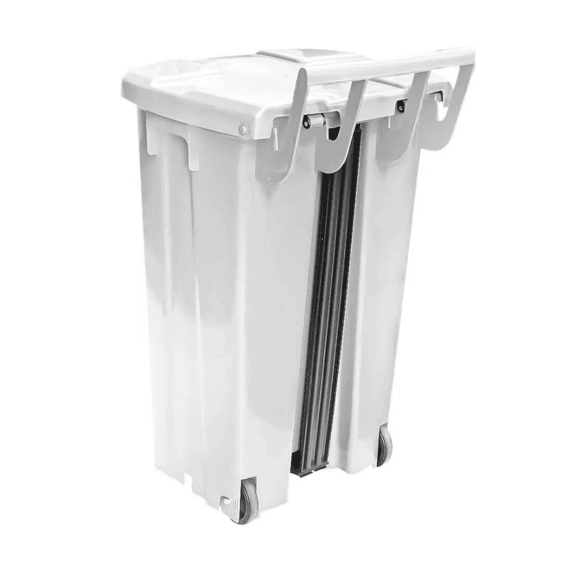 Lixeira 100L Quadrada Branca com Pedal e Rodas JSN