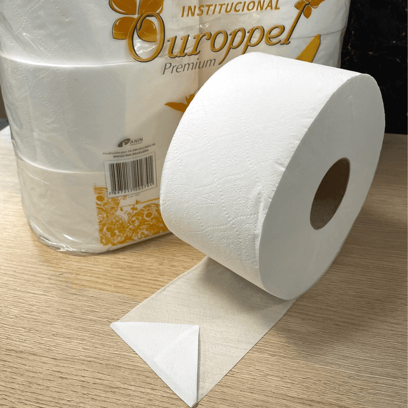 Papel Higiênico Rolão Folha Simples 100% Celulose Ouroppel 8 rolos de 300m